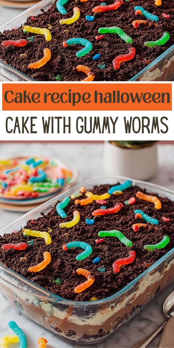 Dirt Cake with Gummy Worms Halloween